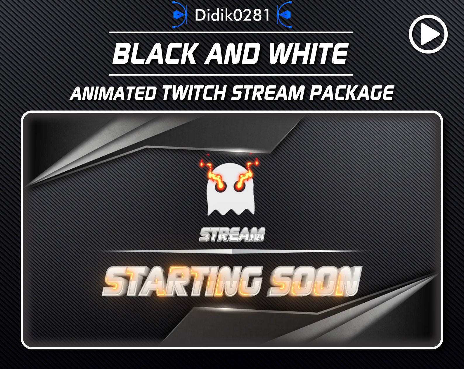 Cute Ghost Animated Twitch Stream Overlay: Black & White (digital ...