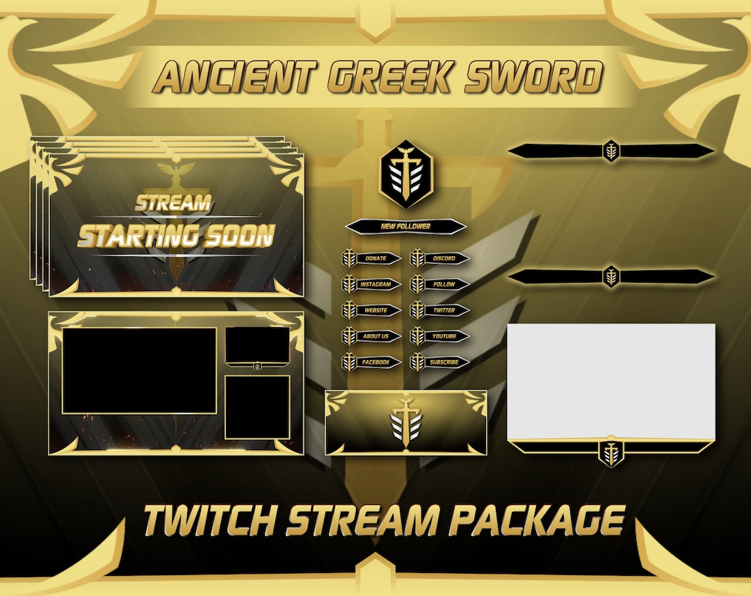 Ancient Greek Sword Animated Twitch Stream Package – Medieval Golden ...