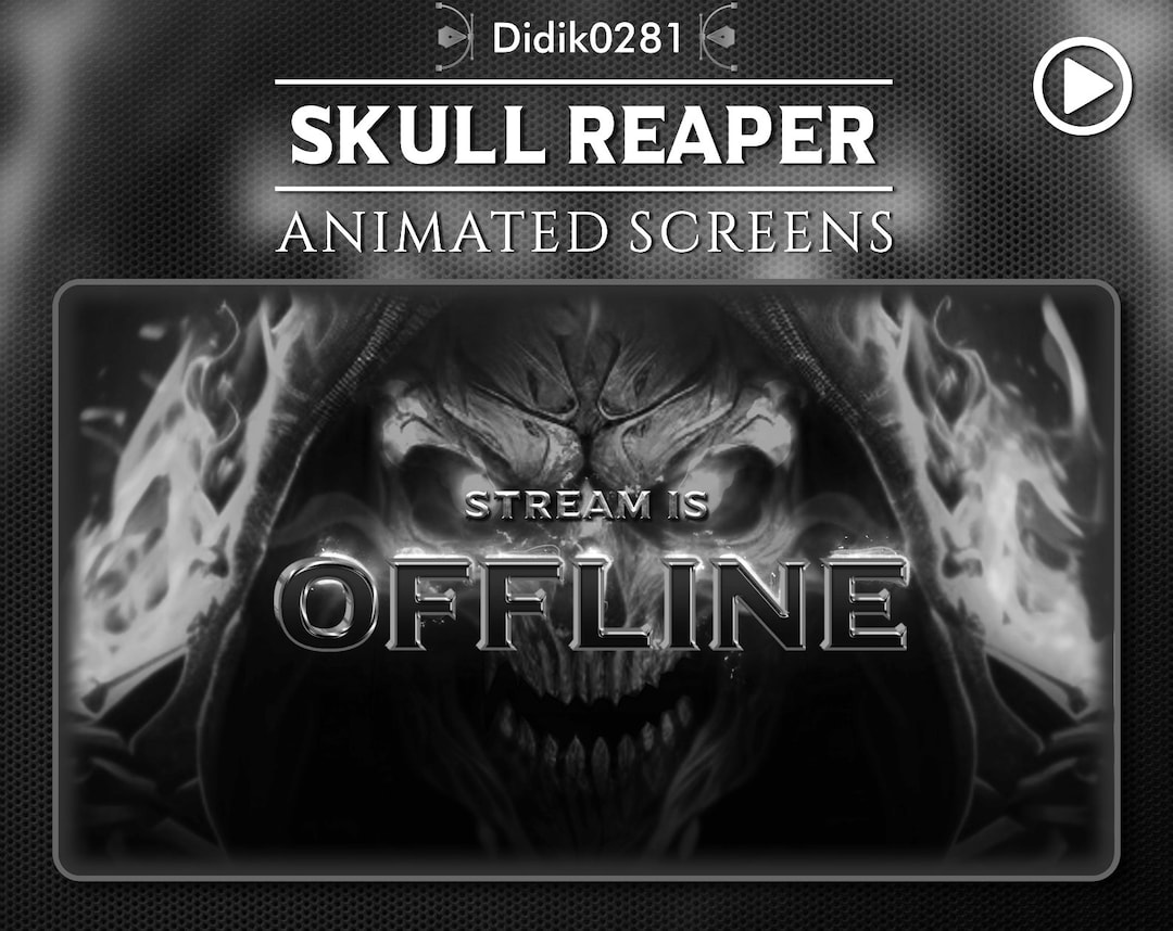 Grayscale Skull Reaper Stream Screens (animated) (4X Screens + 1x ...