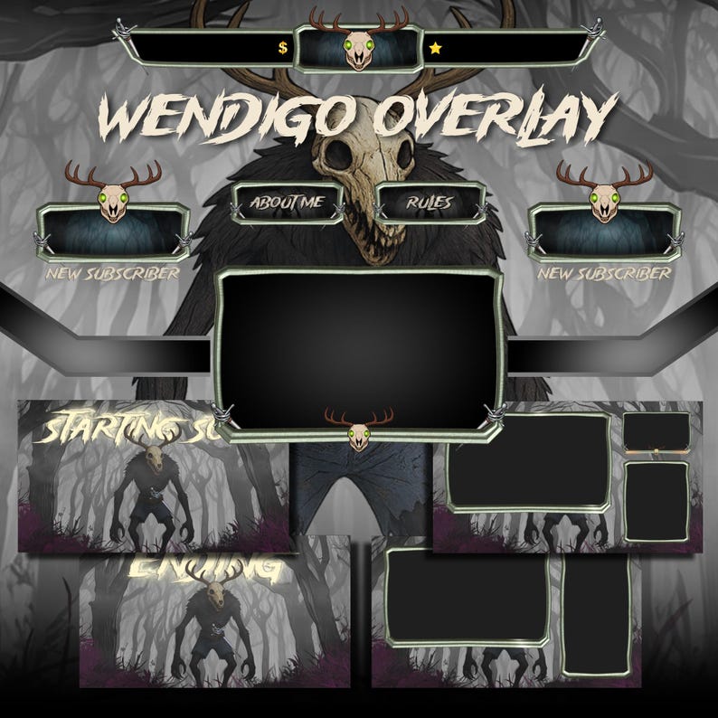 Wendigo Animated Twitch Overlay - Spooky Forest - Scary - Fog - Etsy