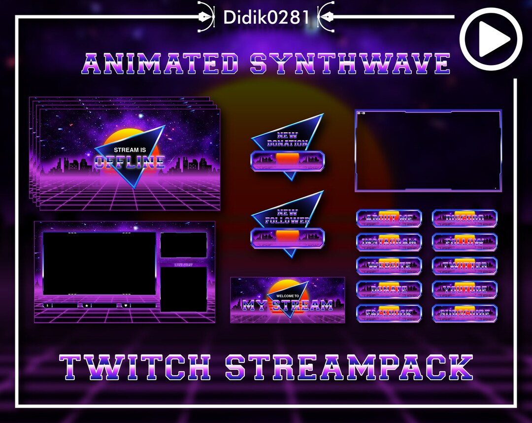 Synthwave Animated Twitch Overlay for a Retro-futuristic Streaming ...