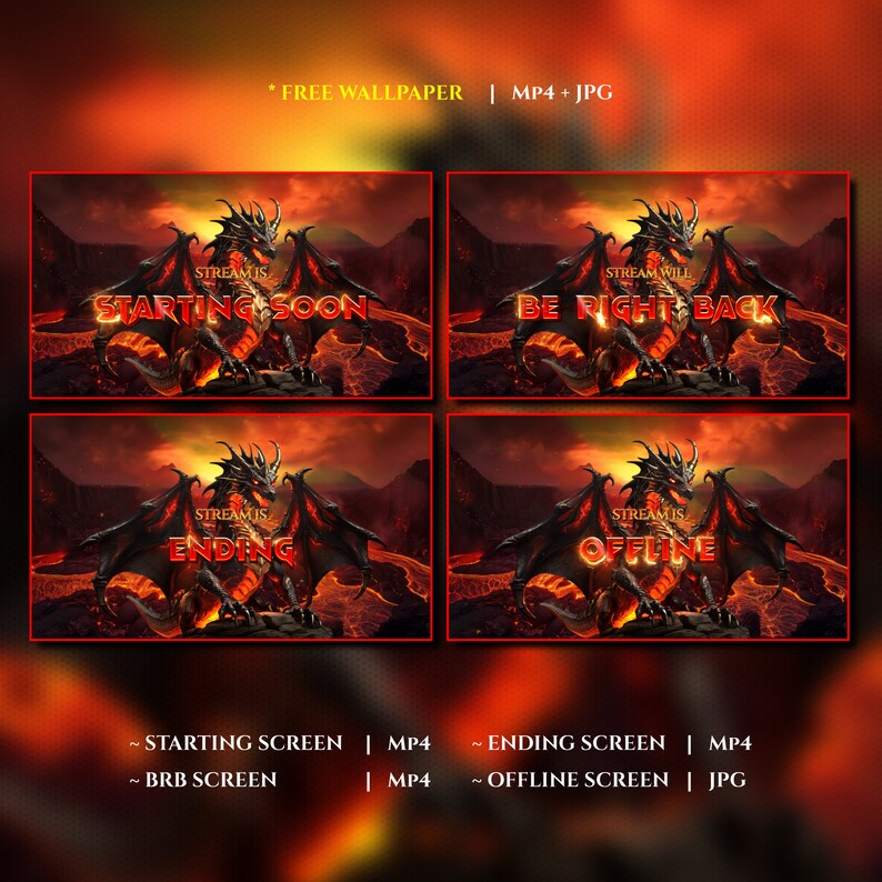 Dragon Animated Stream Screens | Volcano | Lava | Cool Dragon | Inferno ...
