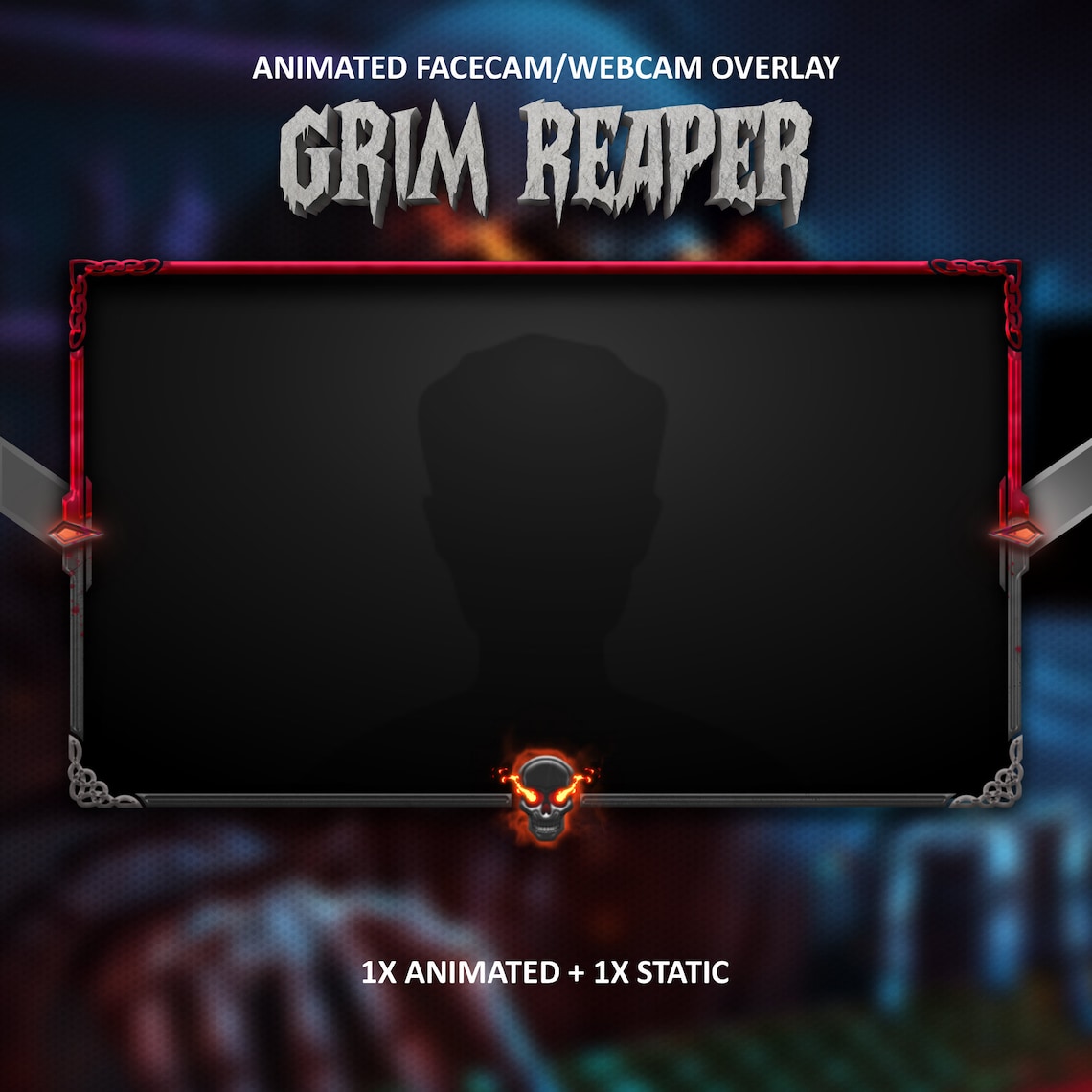 Grim Reaper Animated Facecam Overlay: Skull Stream Cam (digital ...