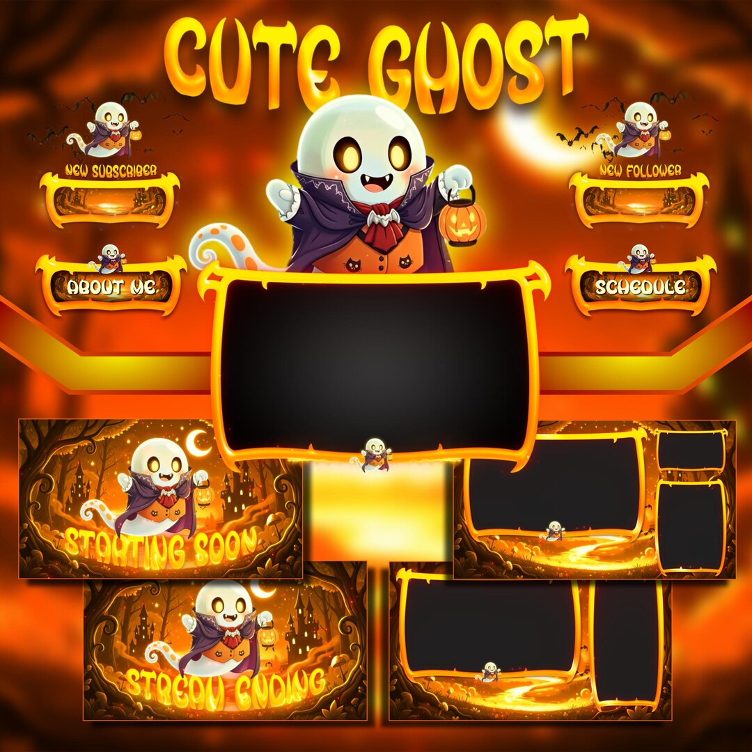 Spooky Halloween Ghost Twitch Stream Overlays: Animated Screens, Alerts ...
