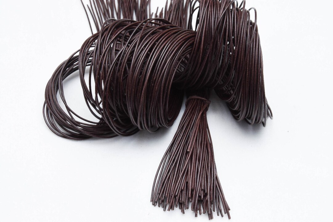 LEATHER TIP Round Leather Strap, 1 M Long, 100-piece Pack, Dark Brown ...