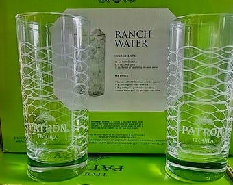 Patron Highball Ranch Water Glasses - Set of Two - New/unused - Etsy