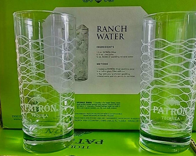 Patron Highball Ranch Water Glasses - Set of Two - New/unused - Etsy