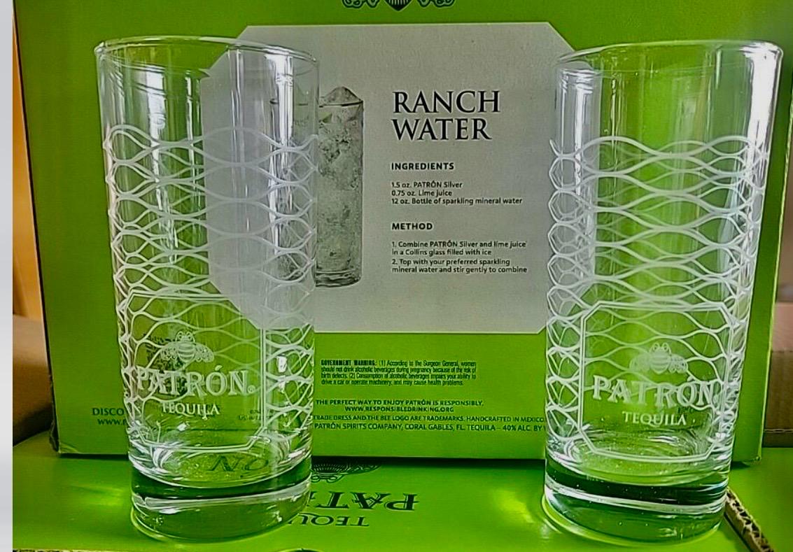 Patron Highball Ranch Water Glasses - Set of Two - New/unused - Etsy