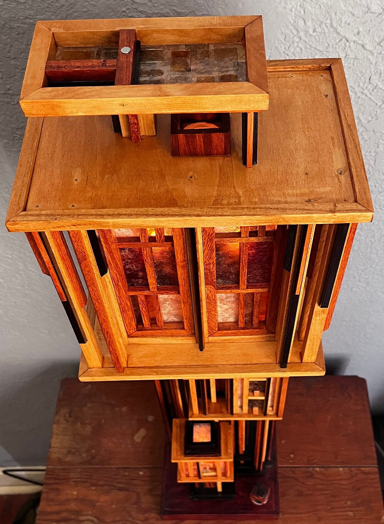 The Treehouse 2023. Handmade Wood Sculpture With 3 Lights. Stained Wood ...