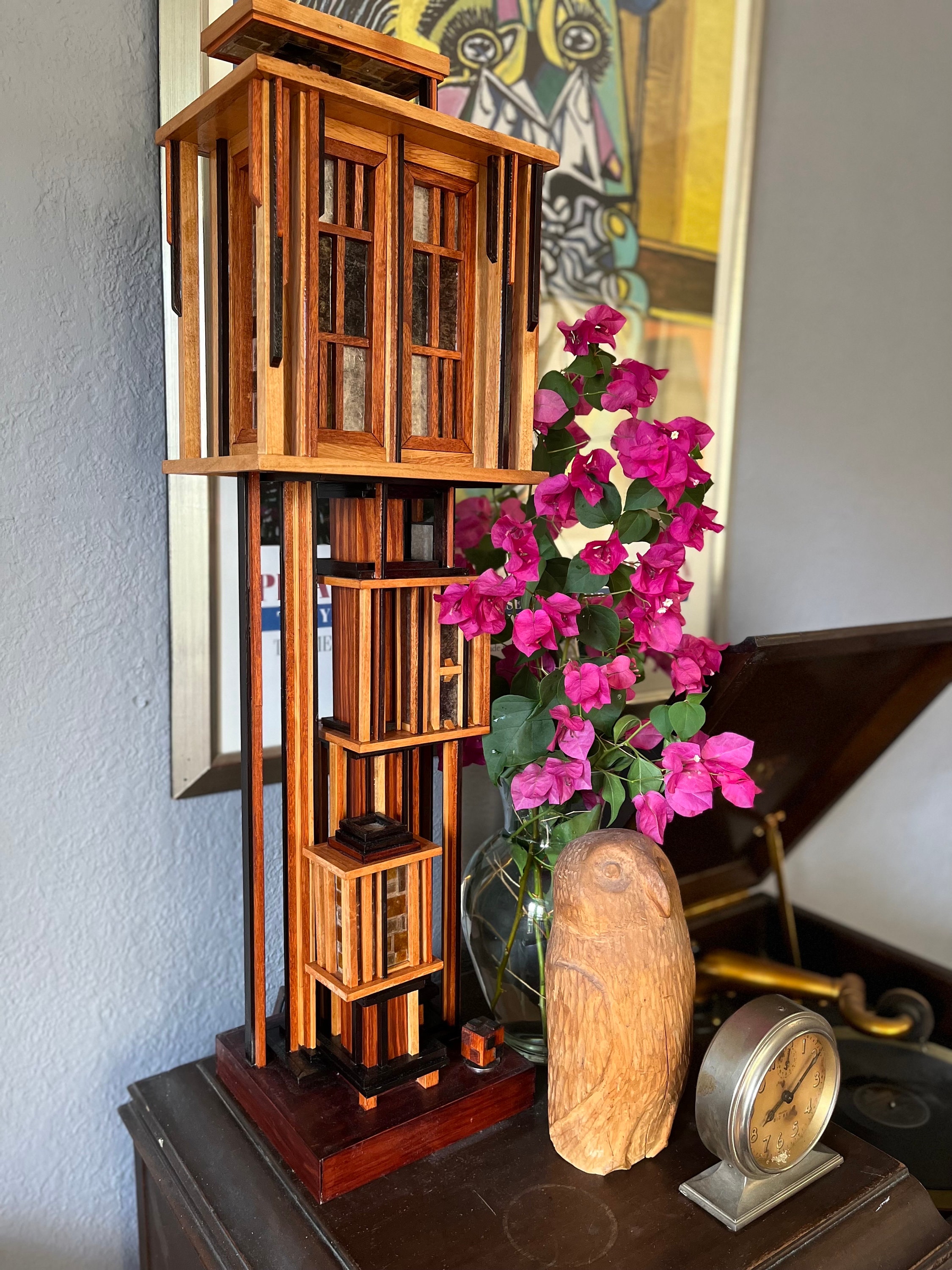 The Treehouse 2023. Handmade Wood Sculpture With 3 Lights. Stained Wood ...