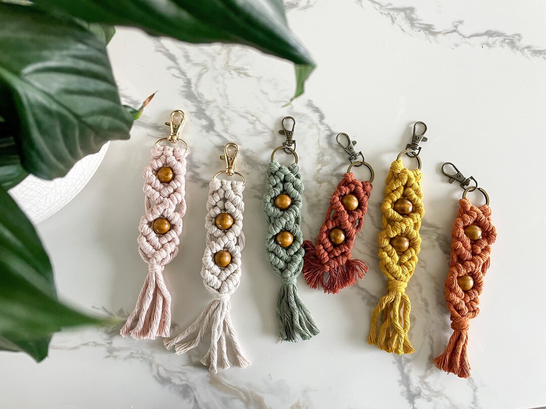Beaded Macrame Keychain - Etsy