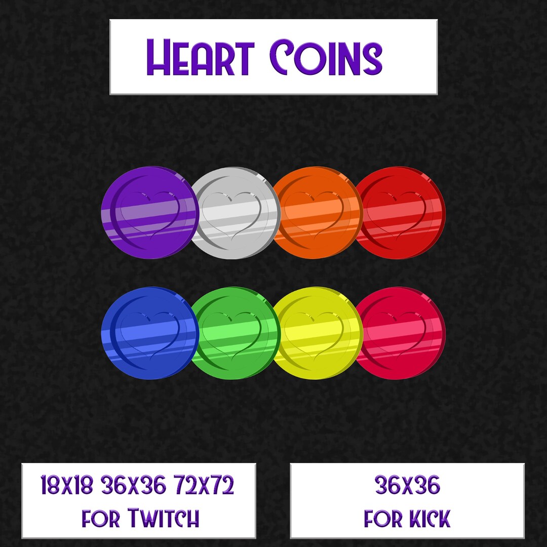 Heart Coin Sub Badges Bit Badges for Twitch & Kick. - Etsy