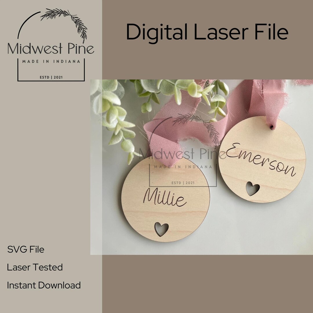 Valentine Heart Name Tag SVG: Laser Cut File, (digital File) - Etsy