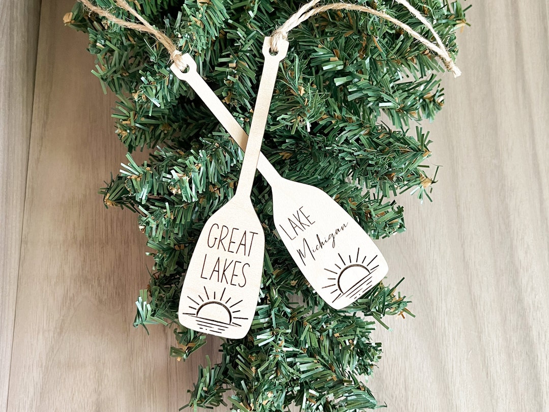 Lake Ornament, Oar Christmas Ornament, Mini Wood Paddle, Personalized ...