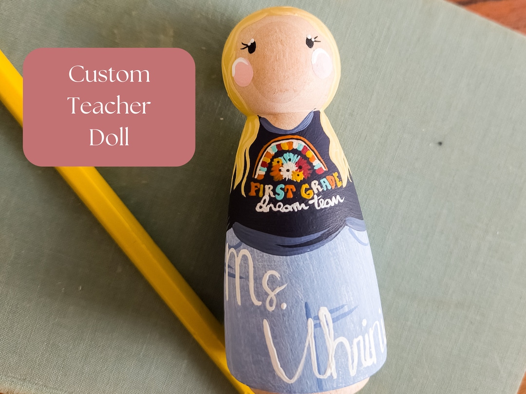 Teacher Peg Doll Custom Teacher Gift Thank You Teacher Personalized Peg ...