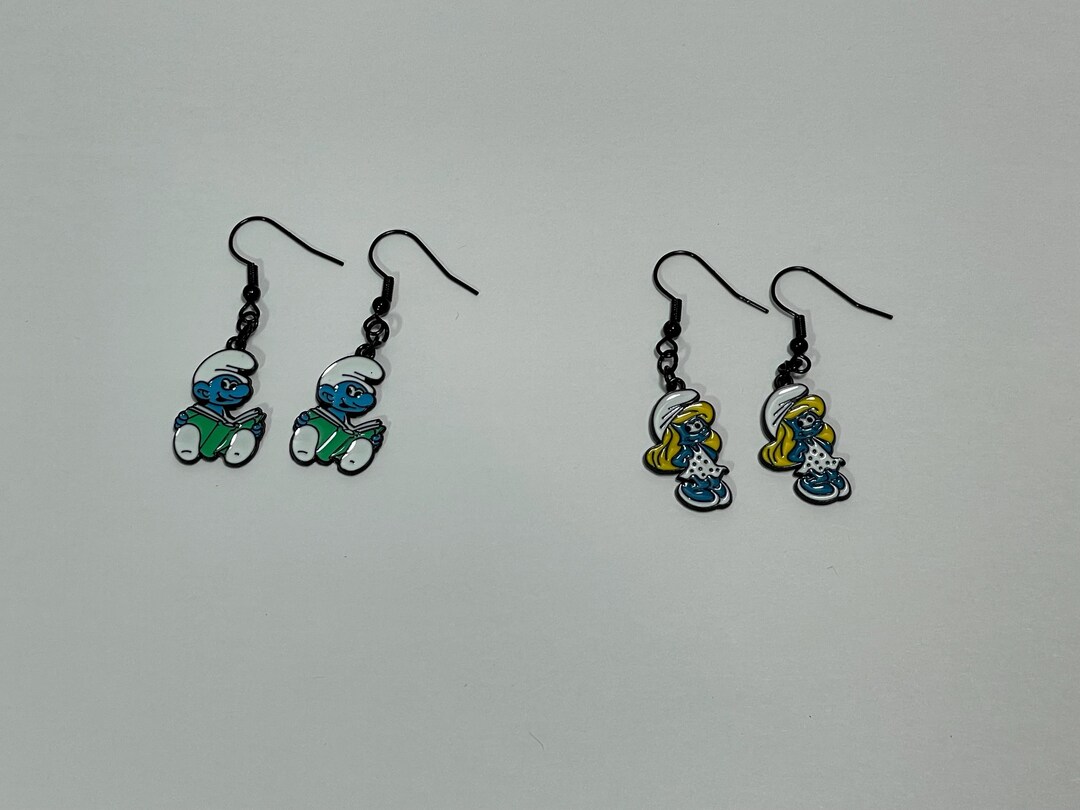 Smurfs Black Metal Dangle Earrings - Etsy