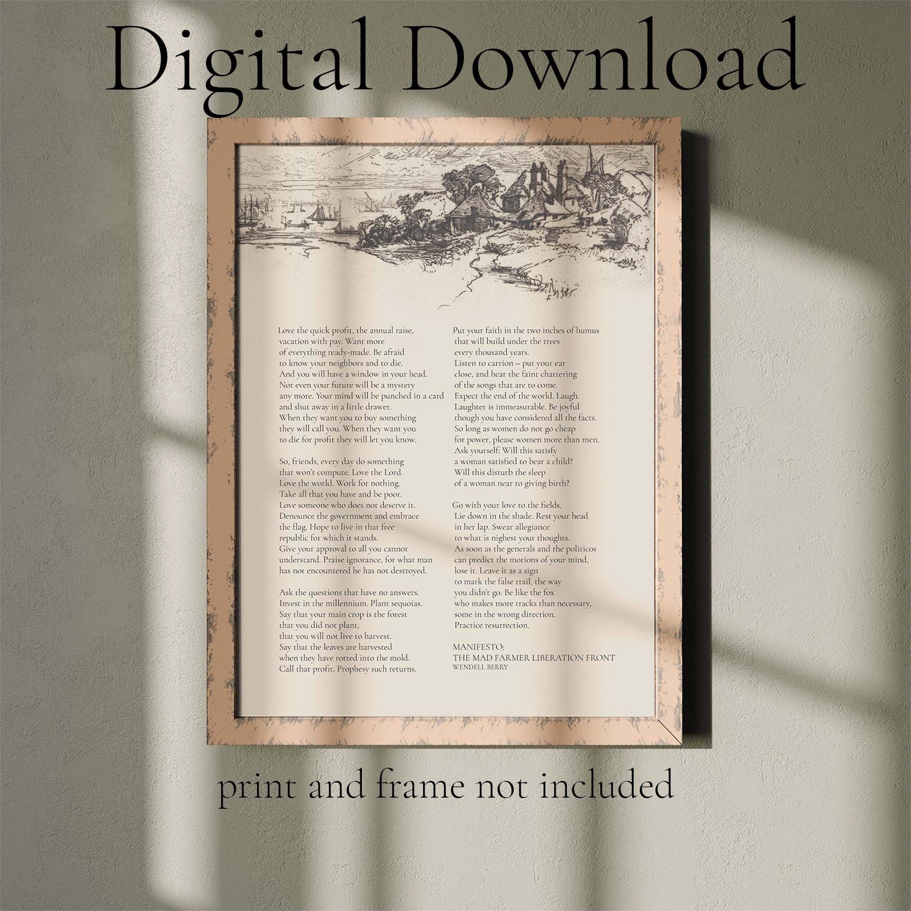 Wendell Berry Poem Wall Decor | Manifesto: Mad Farmer Liberation Front ...