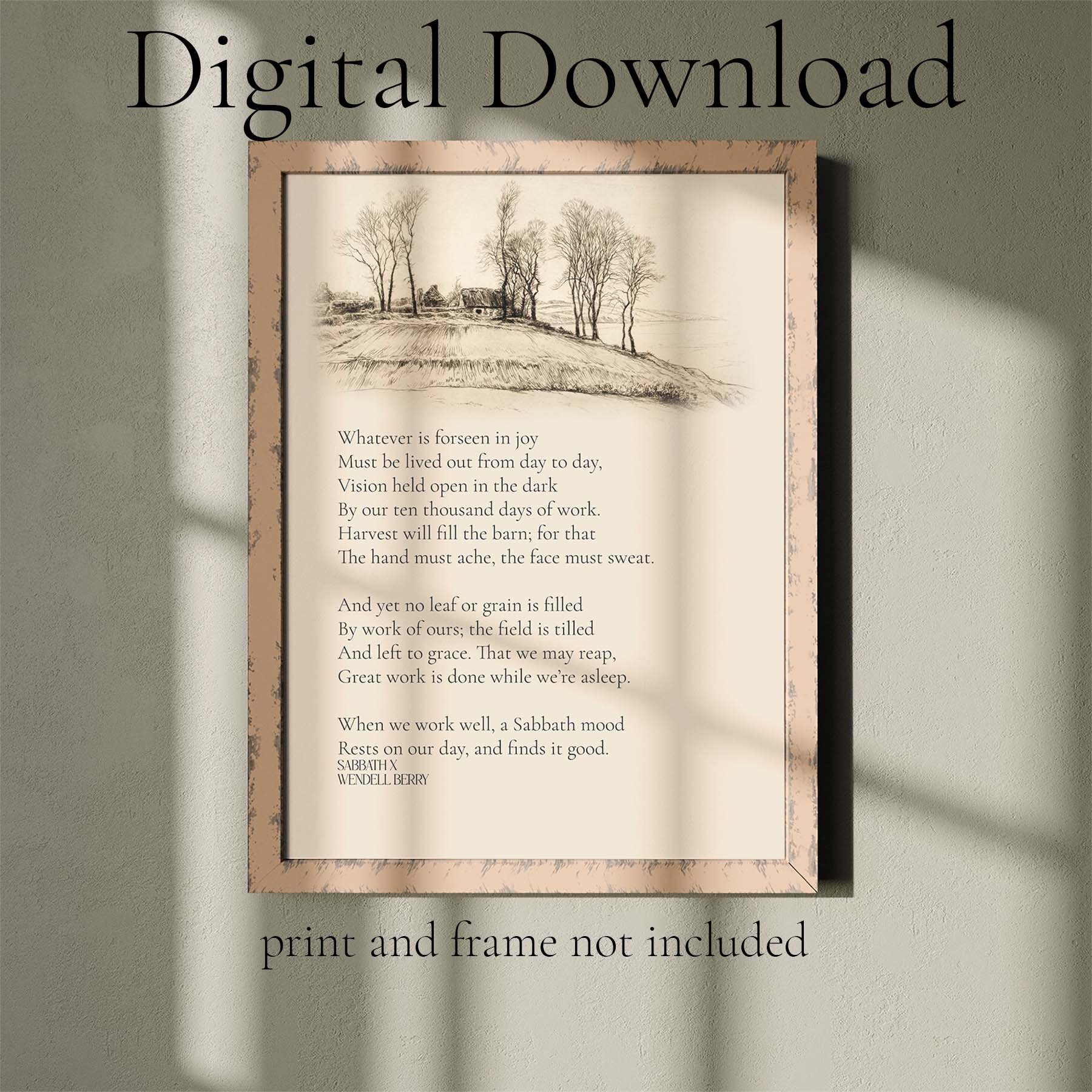 Wendell Berry Poem Wall Decor | Sabbath X Poem Literary Artwork ...