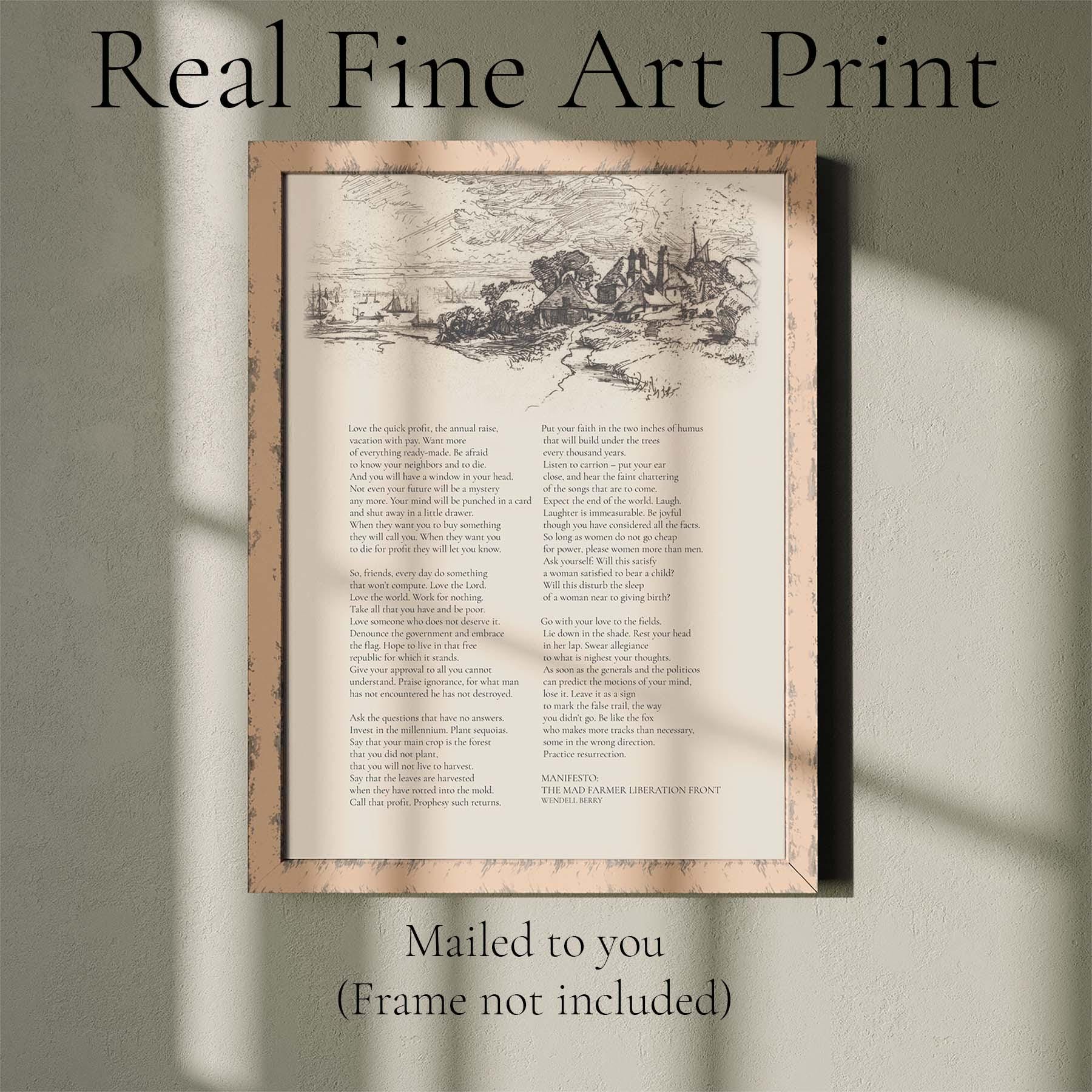 Wendell Berry Poem Art Print | Manifesto: Mad Farmer Liberation Front ...