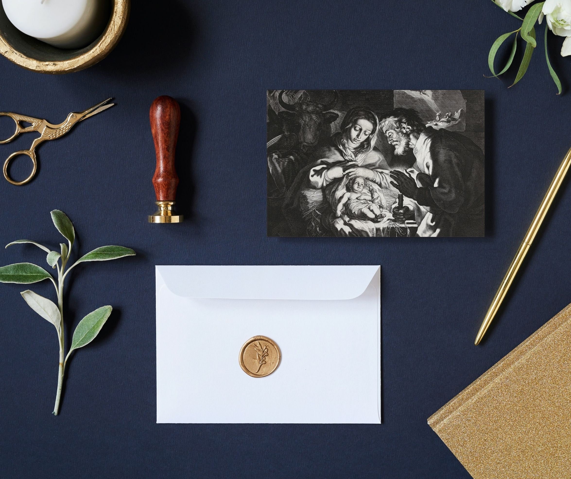 Nativity Scene Christmas Card | Linocut Christmas Card | Christian ...