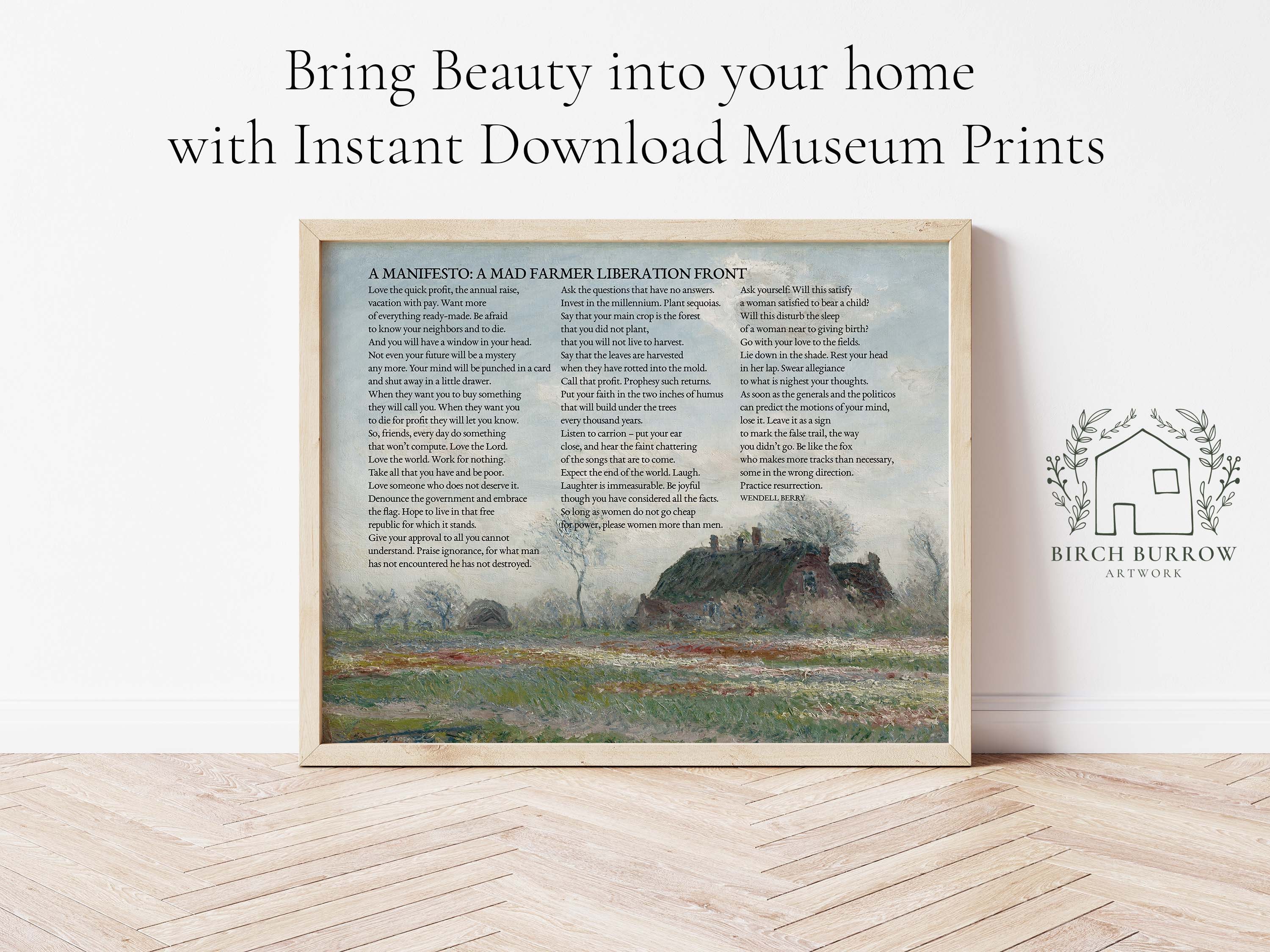 Wendell Berry Poem Wall Decor | Manifesto: Mad Farmer Liberation Front ...