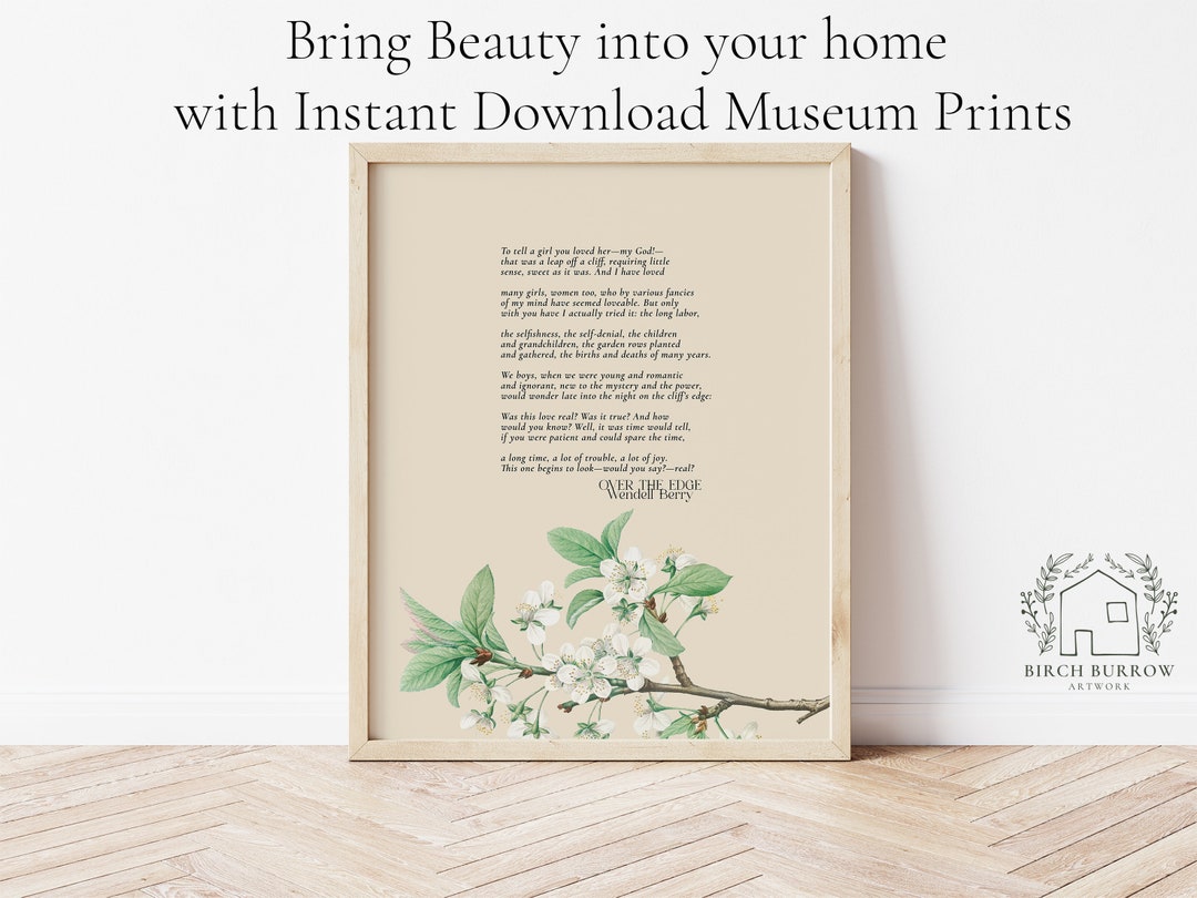 Wendell Berry Poem Wall Decor | Over the Edge Poem Literary Artwork ...