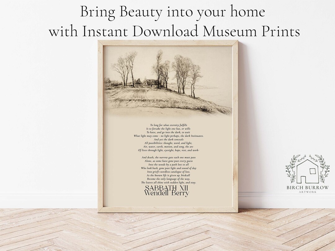 Wendell Berry Poem Wall Decor | Sabbath XII Poem Literary Artwork ...