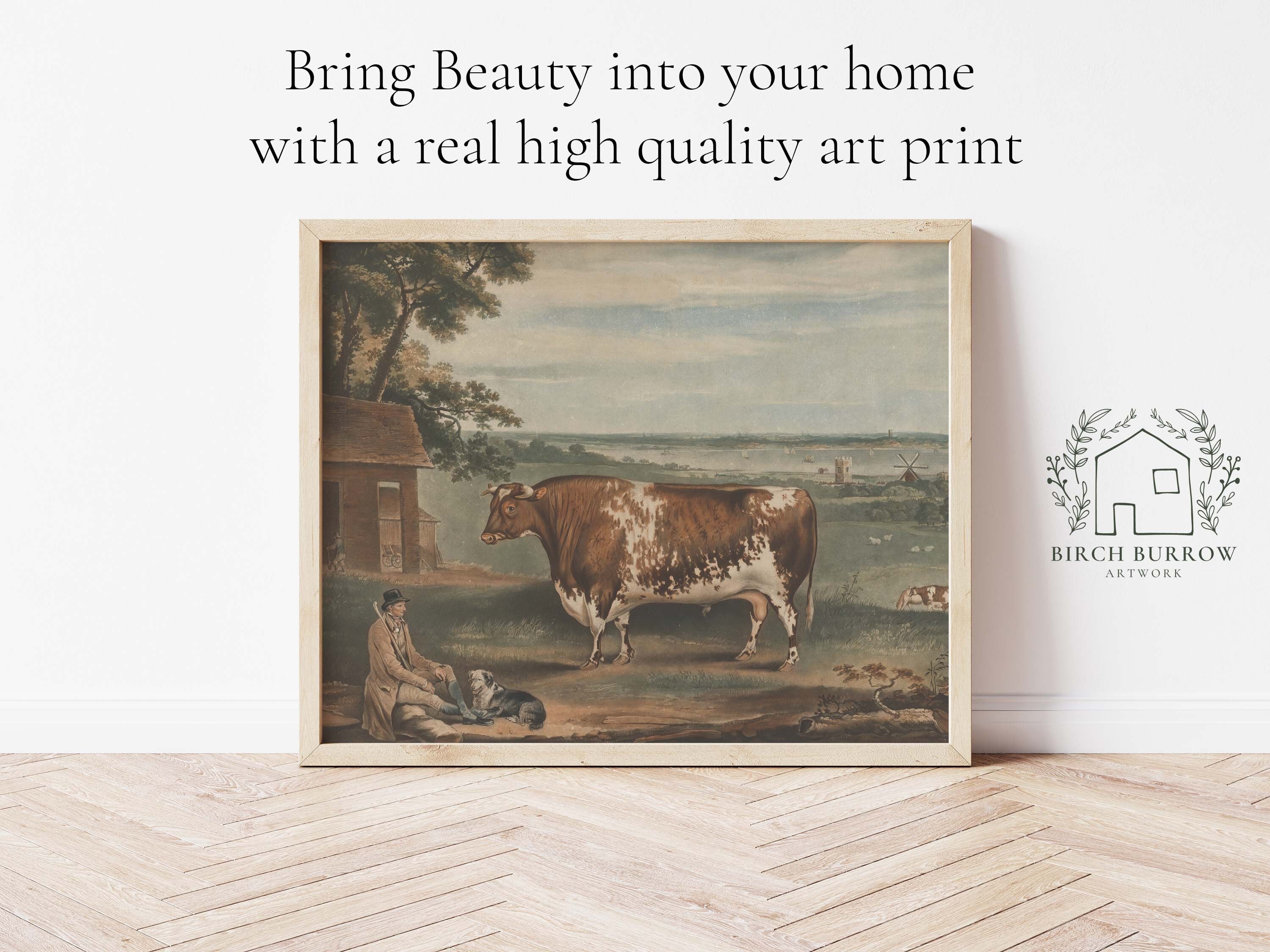 Vintage Cow Art Print | Farmhouse Wall Decor | English Countryside Farm ...