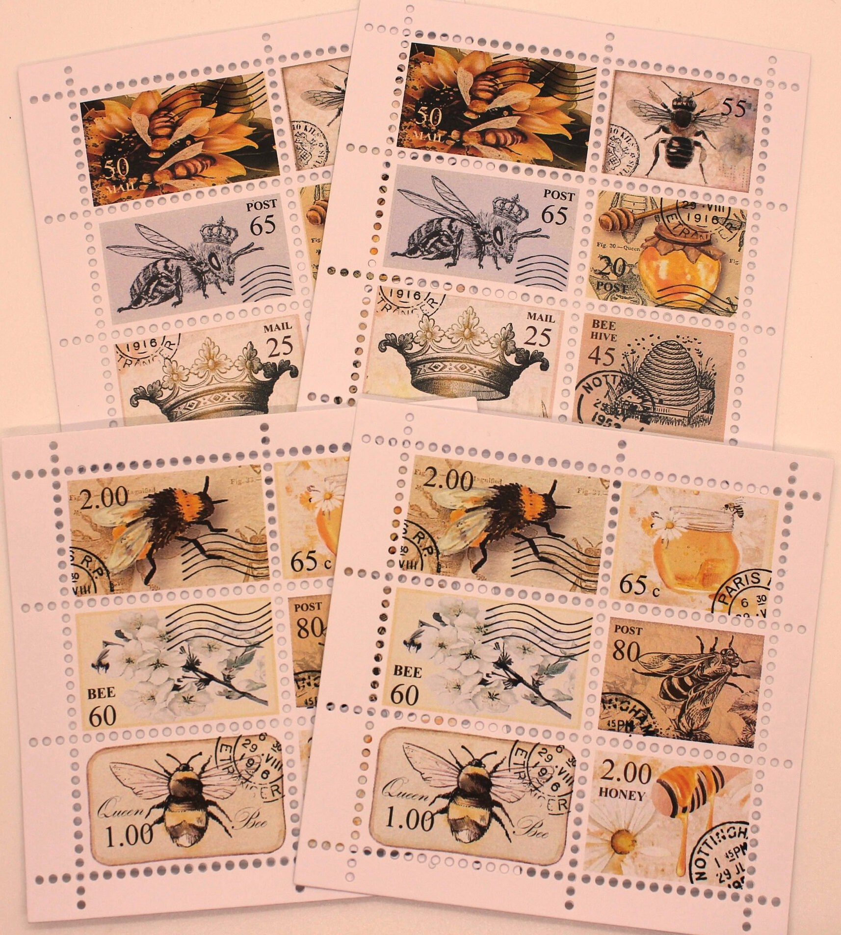 Bee Faux Postage Stamps Junk Journal Ephemera Scrapbooking - Etsy