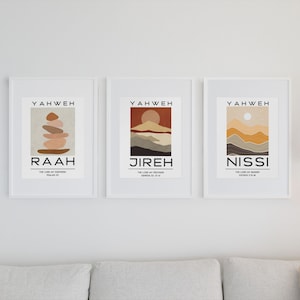 Set of 6 Hebrew Names of GOD YHWH, Christian Boho Printable Wall Art ...