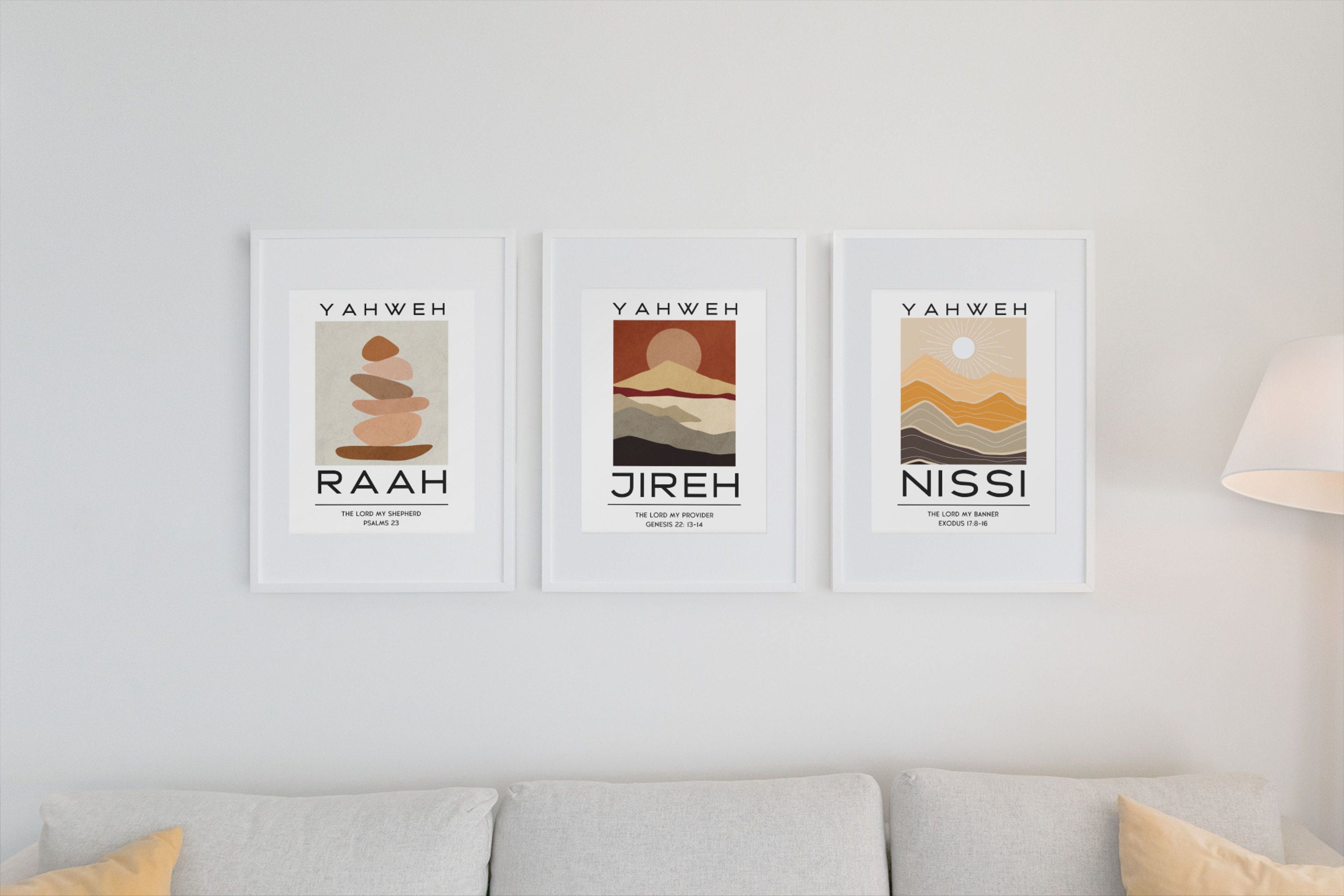 Set of 6 Hebrew Names of GOD YHWH, Christian Boho Printable Wall Art ...
