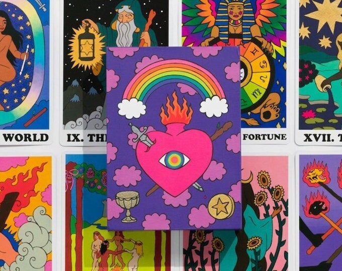 Rainbow Heart Tarot Deck. Vintage Rider Waite Cards With Guidebook ...