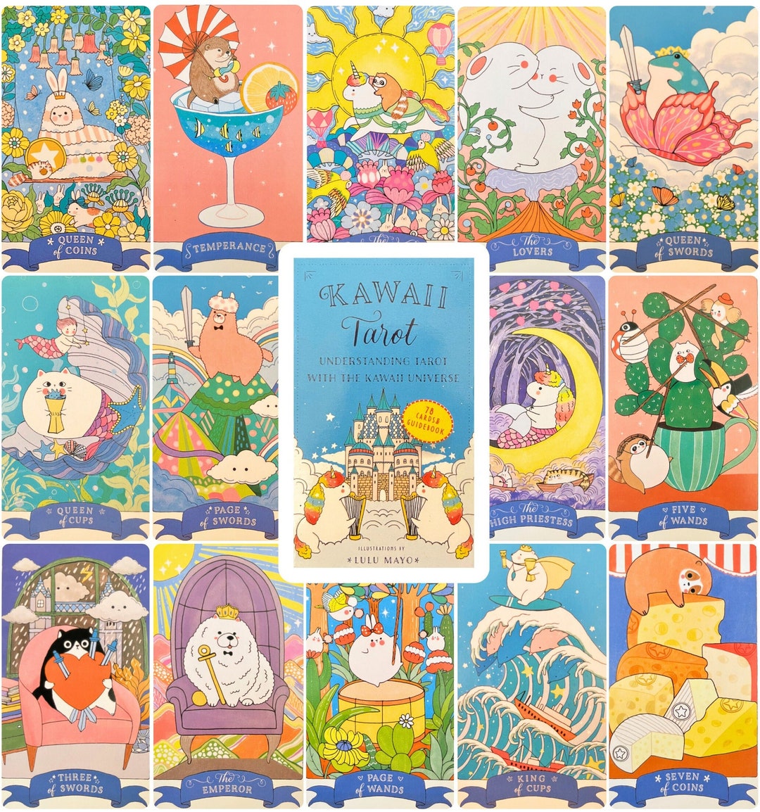 Kawaii Tarot Card Deck, Vintage Occult Card Whimsical Japanese ...