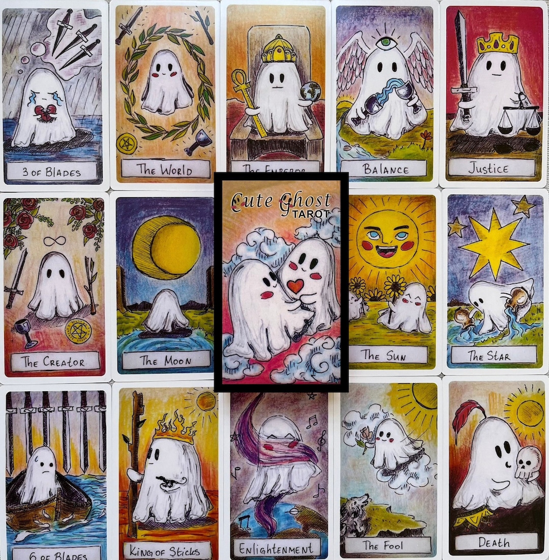 Cute Ghost Tarot Card Deck, Oracle Divination Tool Occult Cards, Rider Waite Tarot for Beginner ...