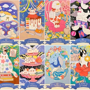 Kawaii Tarot Card Deck, Vintage Occult Card Whimsical Japanese ...