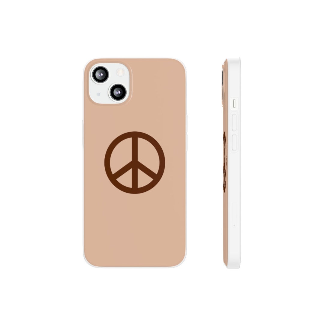 Phone Case With Simple Peace Sign in Brown on Cream - Etsy