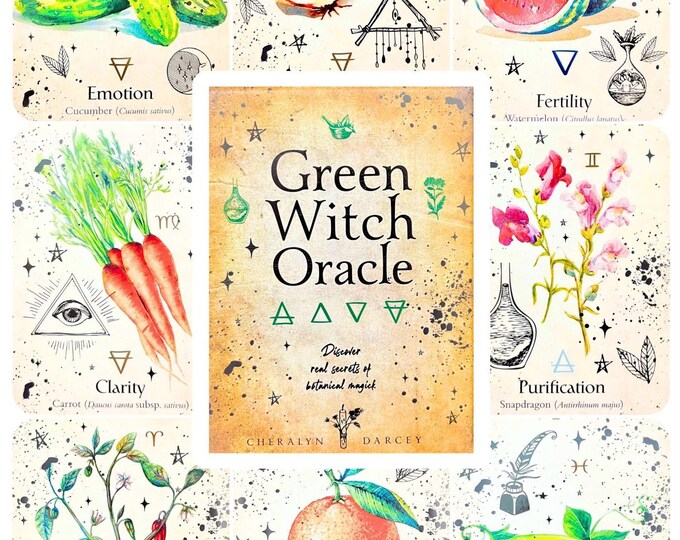 Green Witch Oracle Deck With Guidebook, Floral Tarot Cards, Witchcraft ...