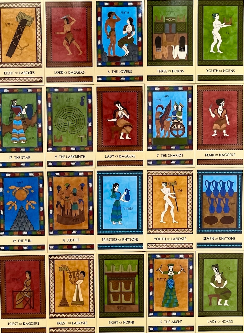 Minoan Tarot Card Deck Oracle Divination Tool, Vintage Occult Beginner ...