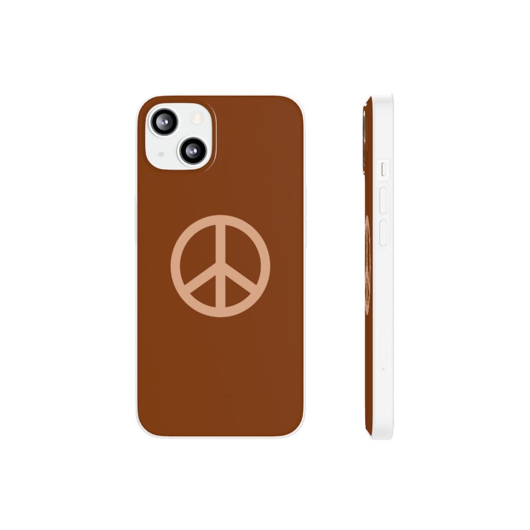 Phone Case with Simple Peace Sign in Cream on Brown - Etsy Österreich