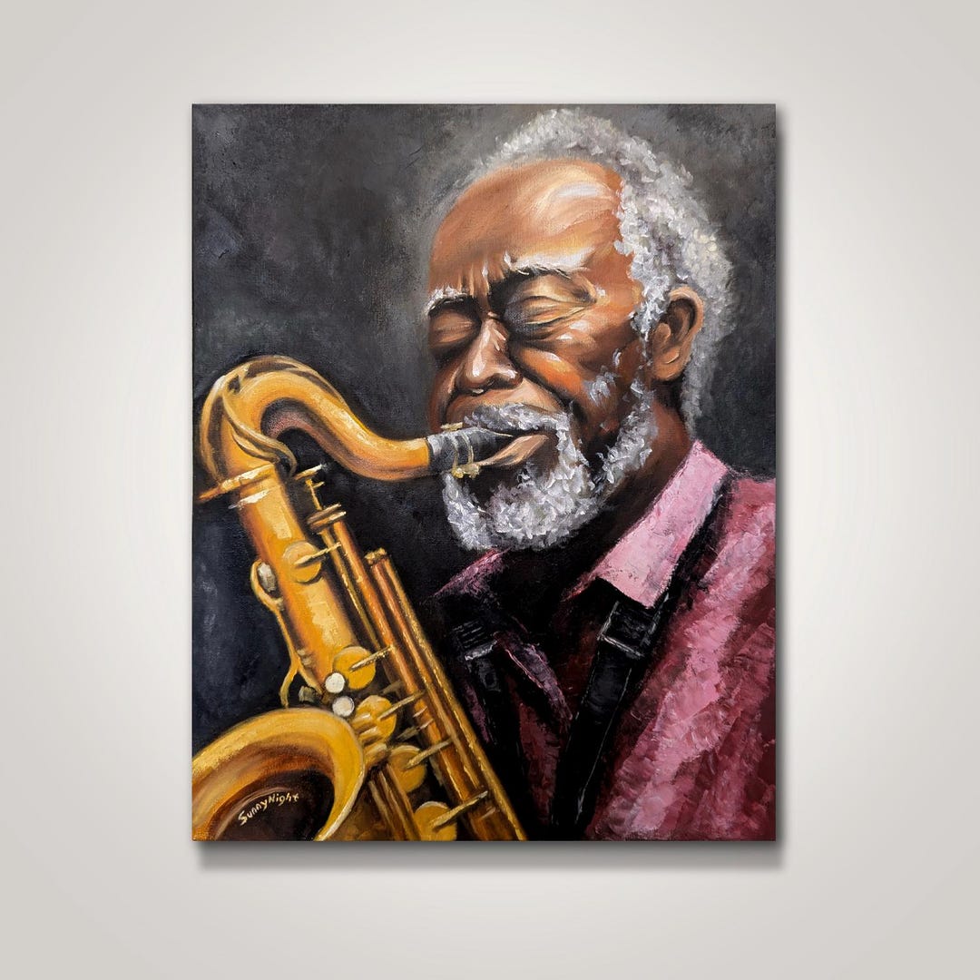 Saxophone Player Oil Painting on Canvas: Impasto Jazz Art (16x20) - Etsy