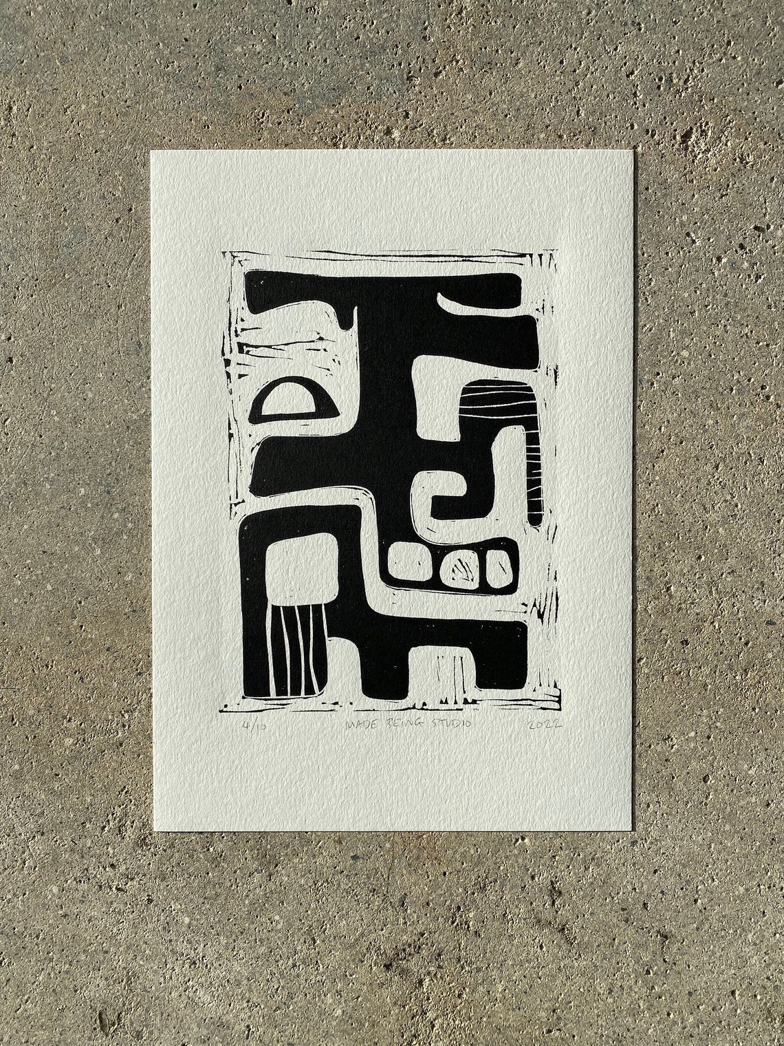 Minimal Abstract Linocut Print Limited Edition A4 - Etsy UK