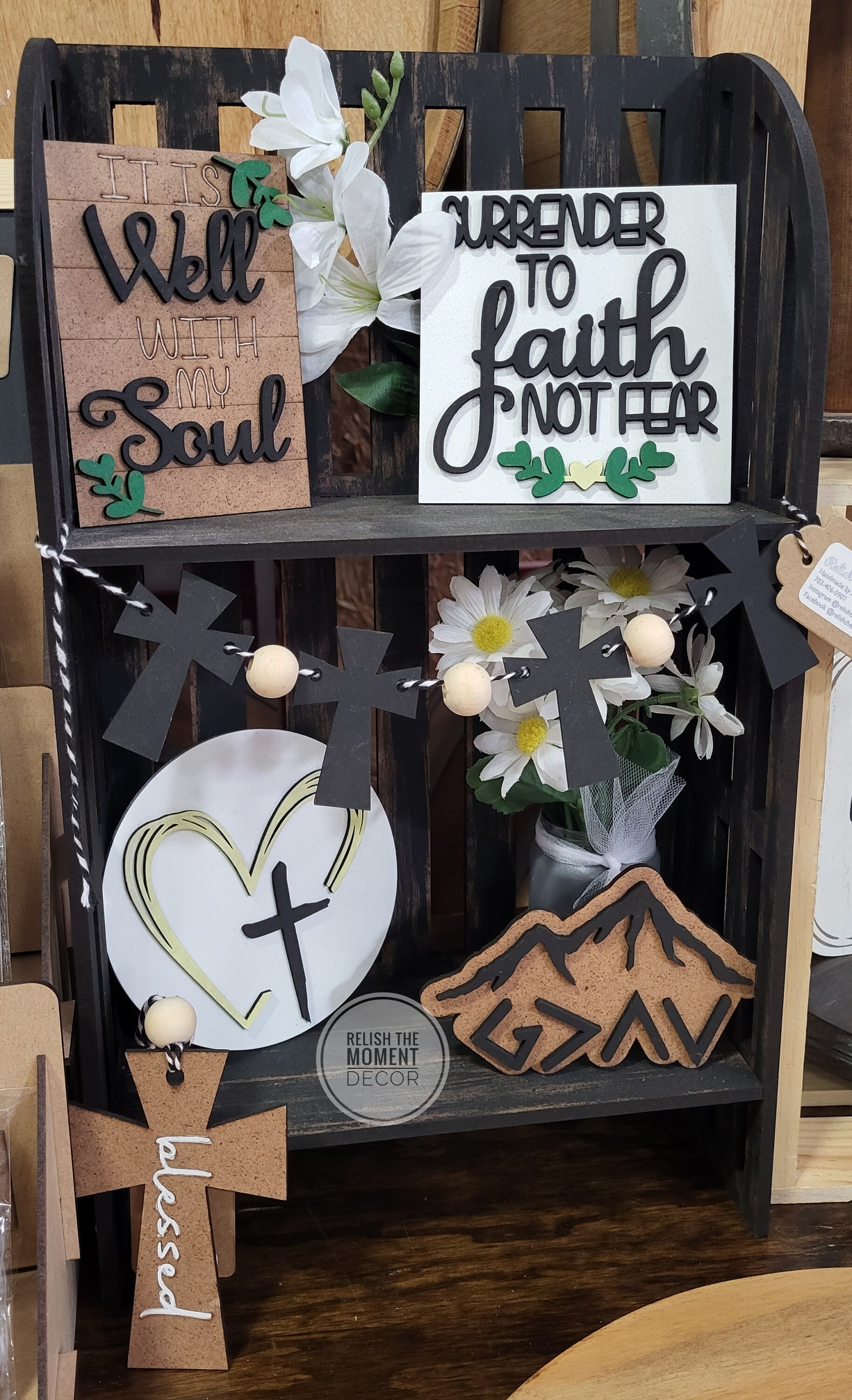 Faith Over Fear Tiered Tray Decor Religious Home Decor It is Well With ...