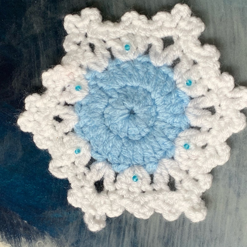 Blue Snowflake Crochet Coaster - Etsy