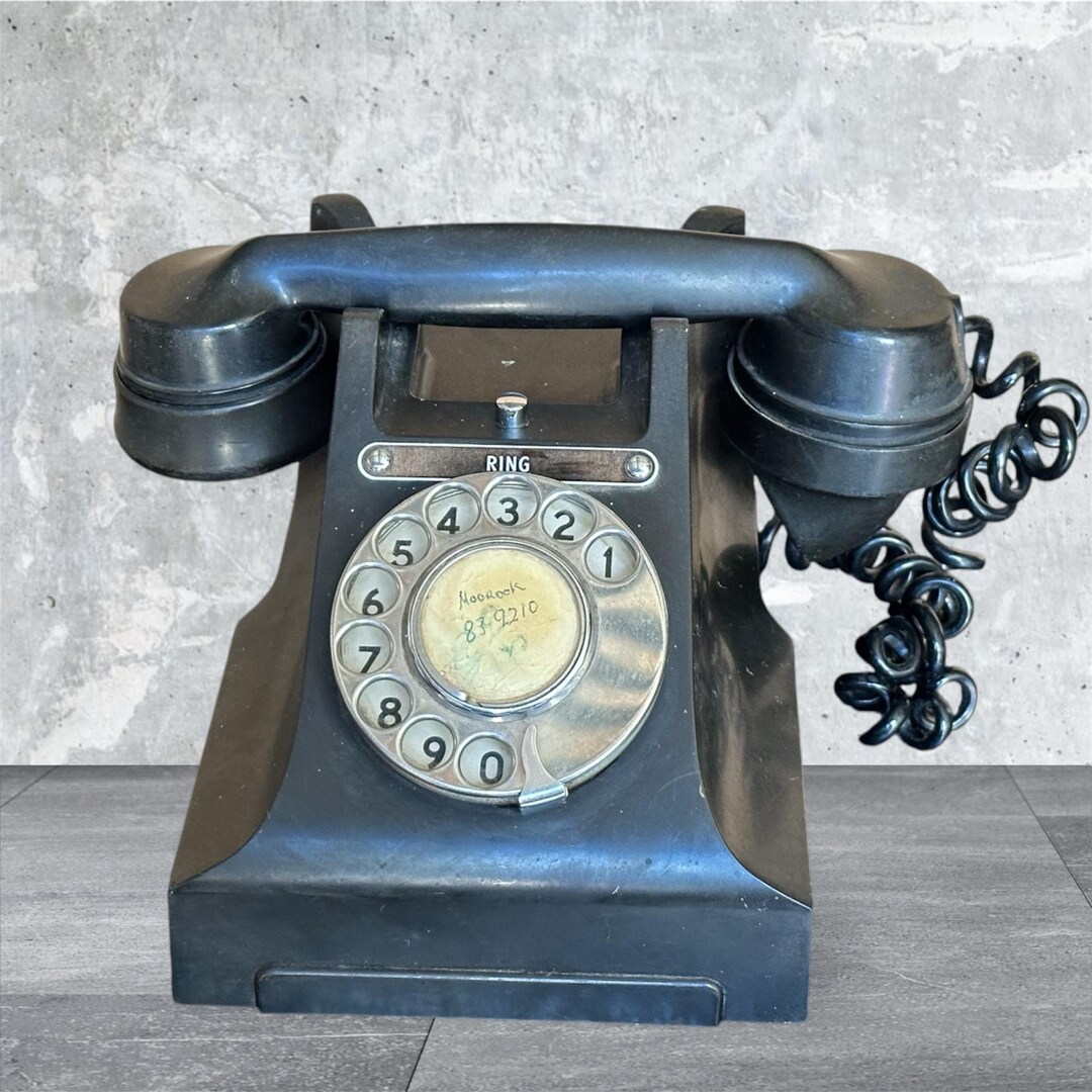 Antique Midcentury Black Bakelite GPO Telephone - Etsy