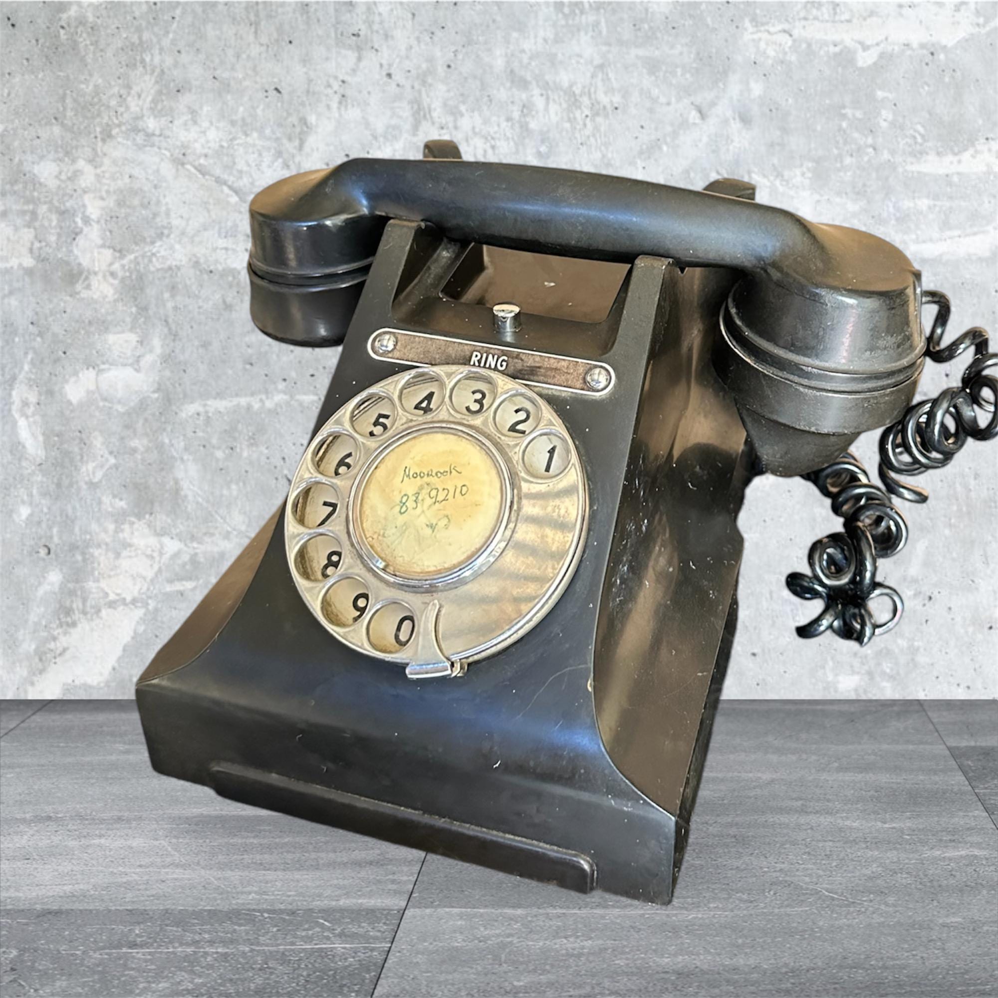 Antique Midcentury Black Bakelite GPO Telephone - Etsy