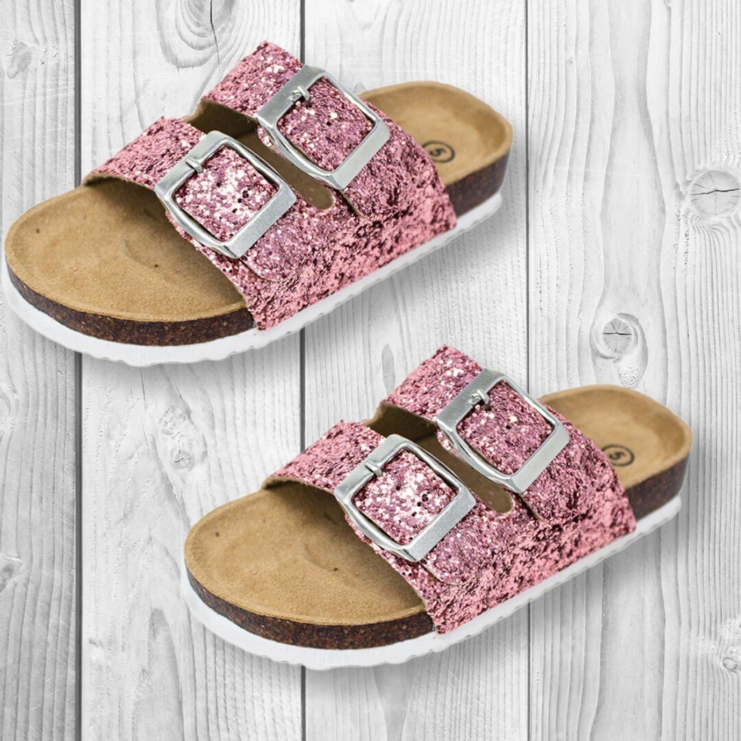 Girls/toddler Pink Glitter Sandals - Etsy