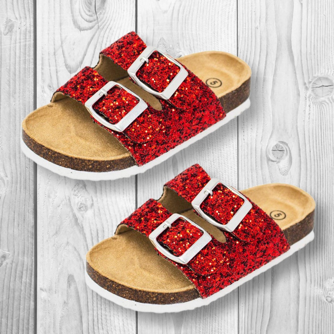 Red Glitter Sandals - Etsy