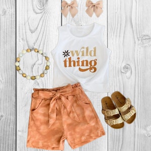 Girls/toddler/baby/tween/teen wild Thing White & Brown Suede Short Set ...