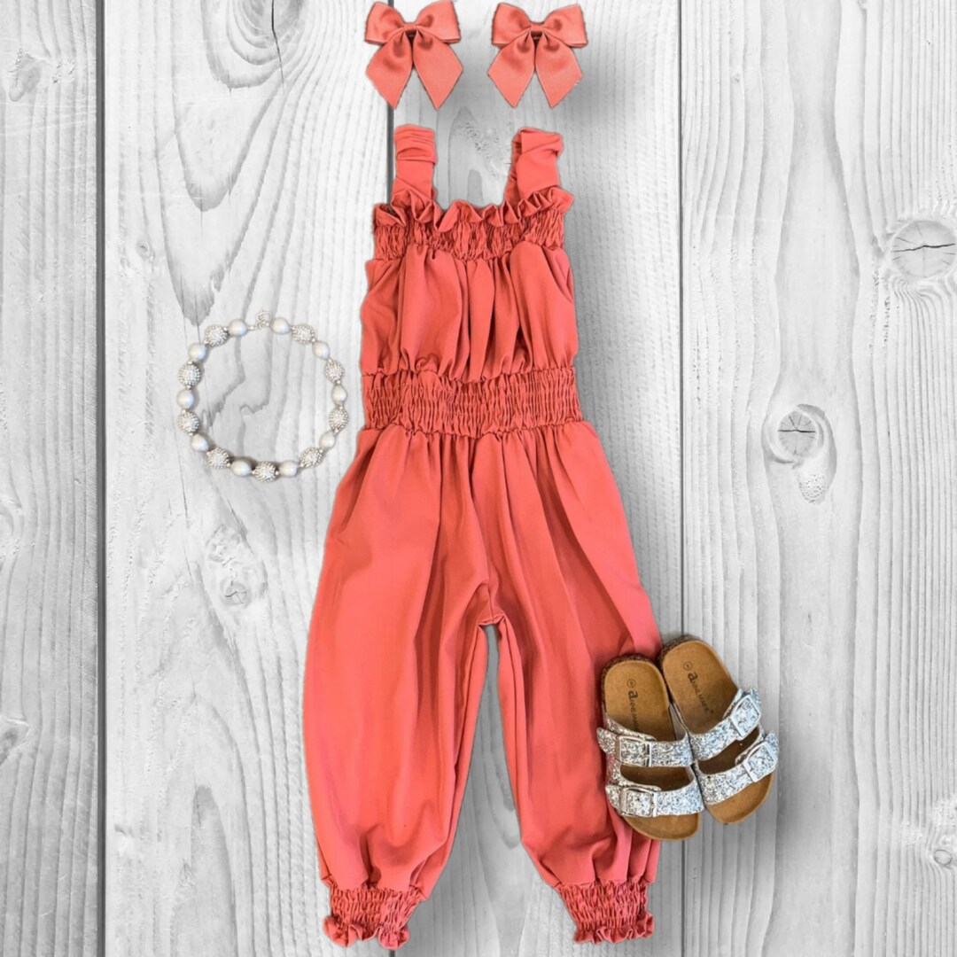 Girls/toddler/baby Rose Pink Cinch Jumpsuit - Etsy