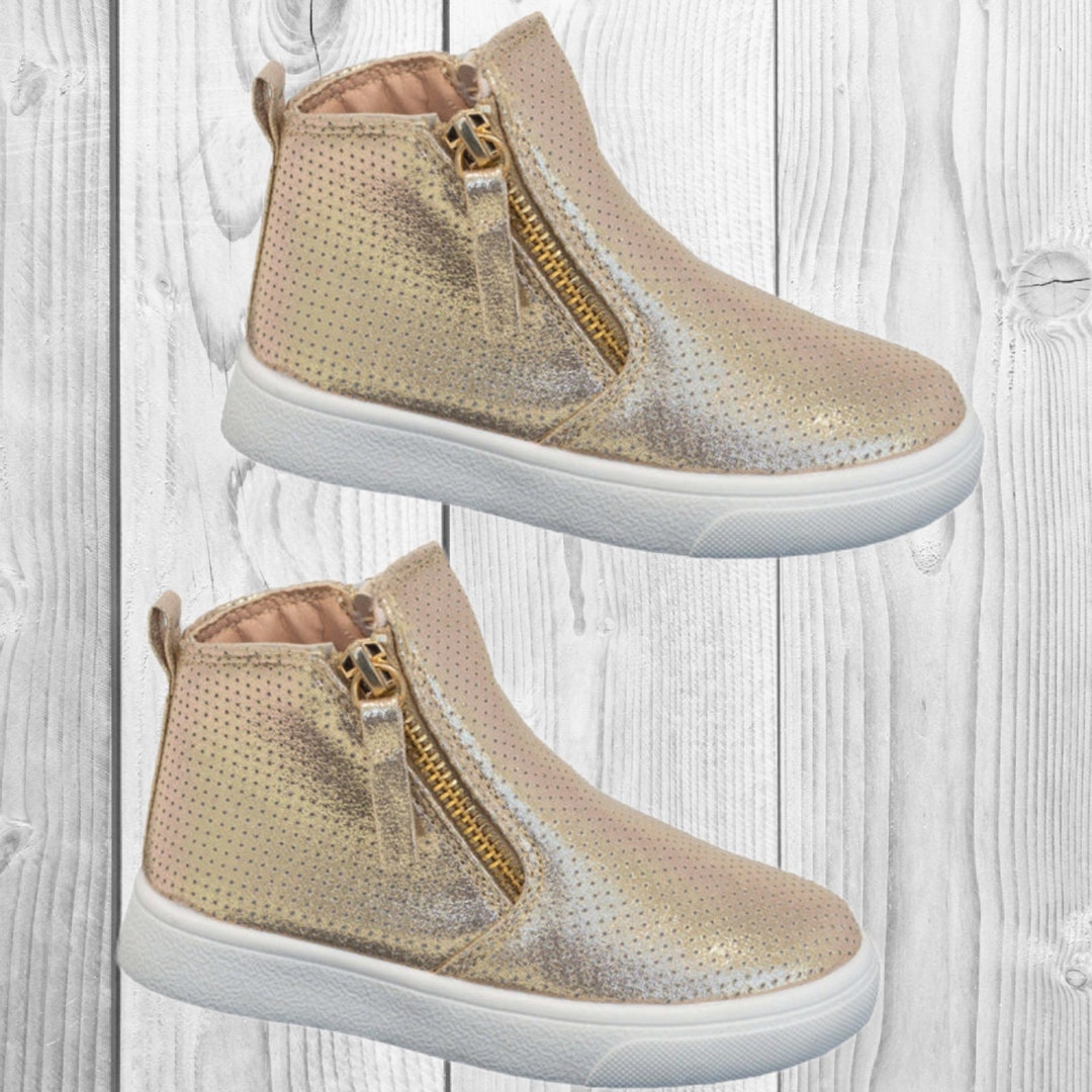 RESTOCKED! Girls/toddler Gold Metallic Shimmer Booties - Etsy